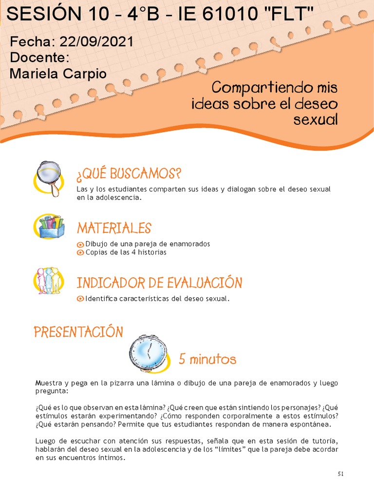 s10-III BIM - TUT 4°B - Deseo Sexual Enla Adolescencia | PDF | Orgasmo | Ciencias del comportamiento