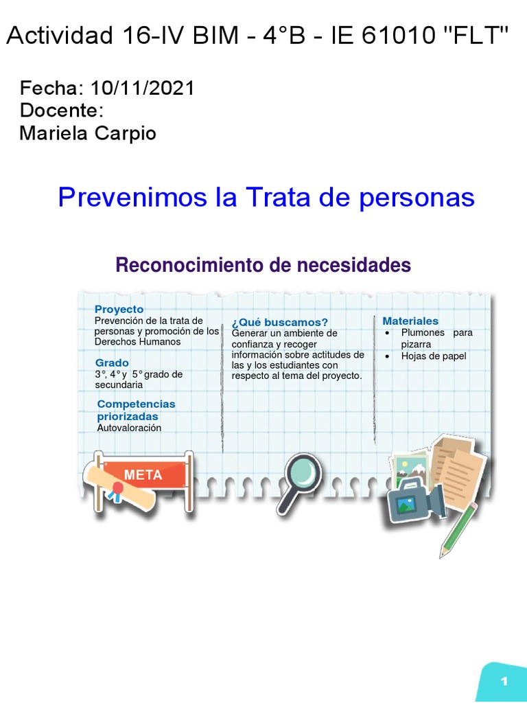 S16-IV BIM - TUT 4°B - Prevención de La Trata de Personas | PDF