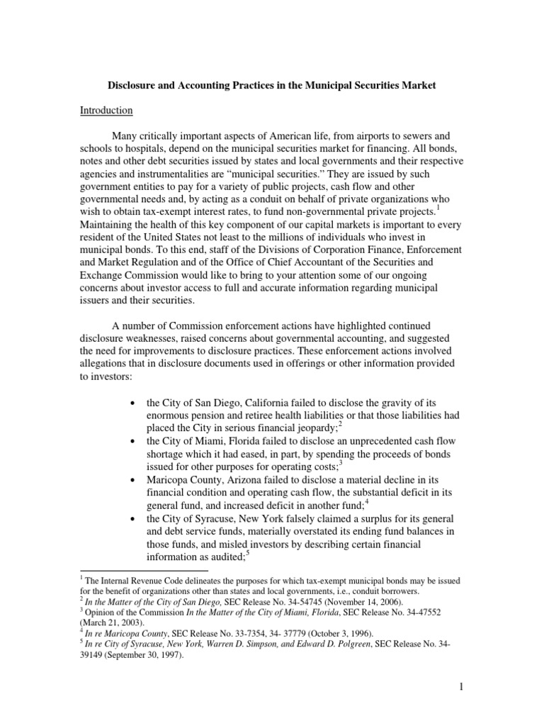 Disclosure and Accounting Practices in The Muni Bond Market 2007-148wp ...