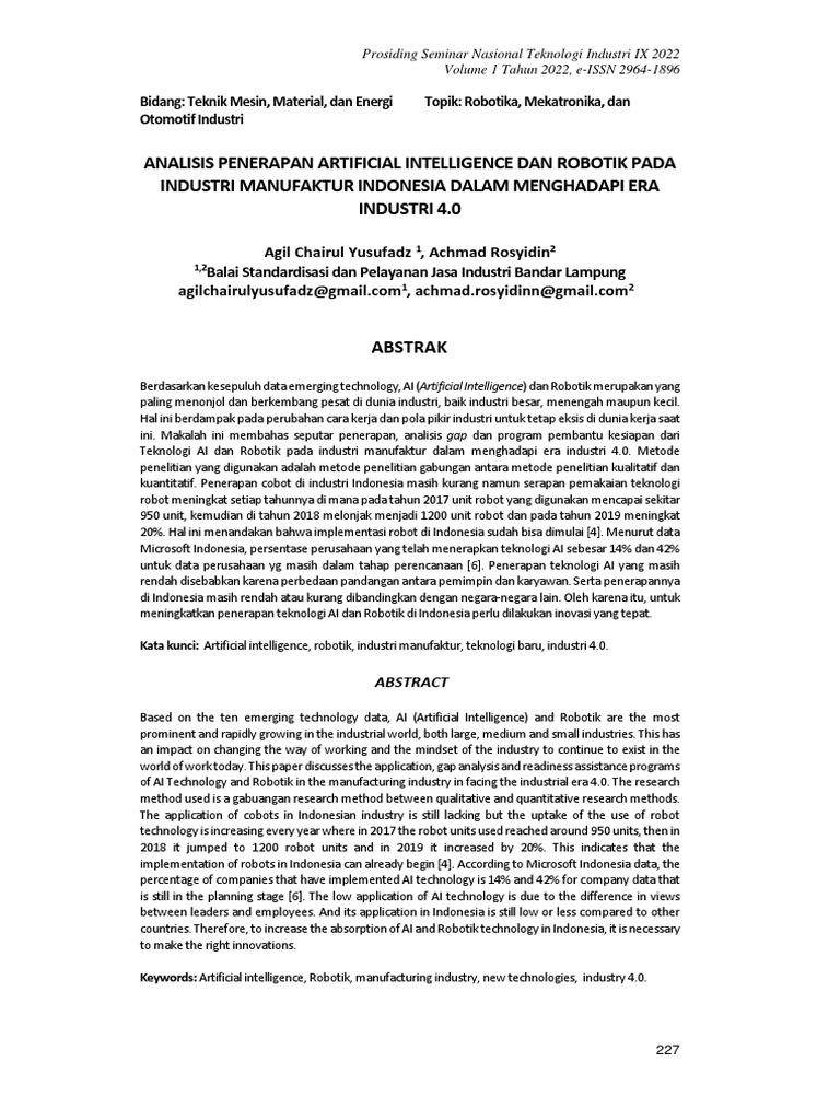 227+-+232 2797 Analisis+Penerapan+Artificial+Intelligence+dan+Robotics | PDF