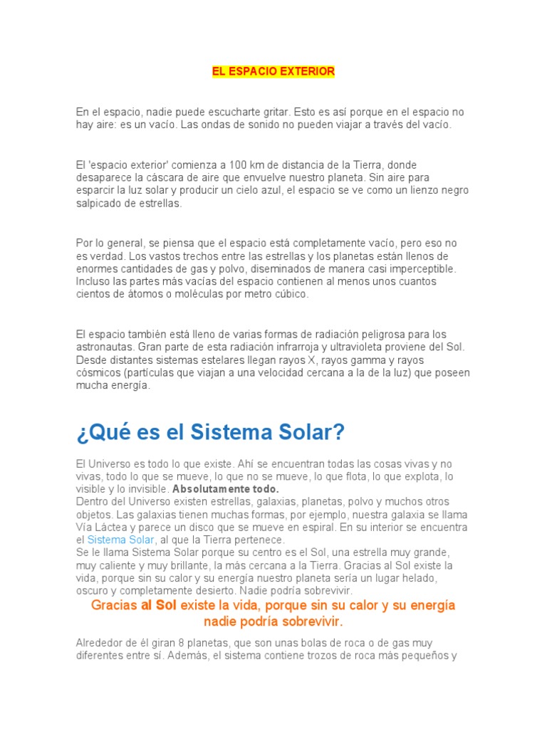 El Espacio Exterior | PDF | Espacio exterior | Planetas