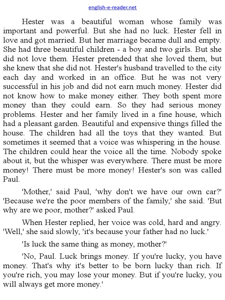 The Rocking Horse Winner-D H Lawrence | PDF | Luck