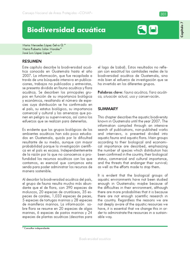 Biodiversidad Acuatica | PDF | Agua | lago
