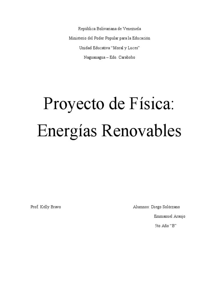 Proyecto de Física | PDF | Energía renovable | Física Aplicada e ...
