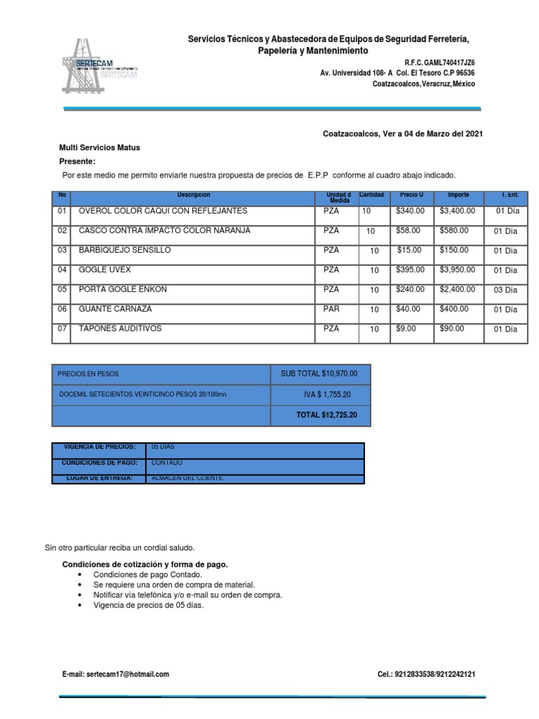 cotizacion EPP | PDF
