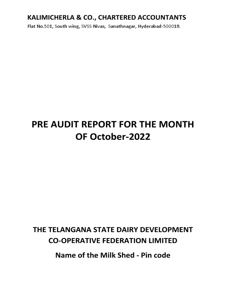 October 2022 Pre Audit Report | PDF | Accounting | Business Economics