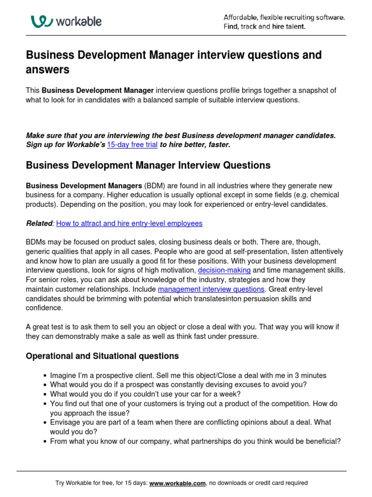 Business Development Manager Interview Questions | PDF | Sales | Economies