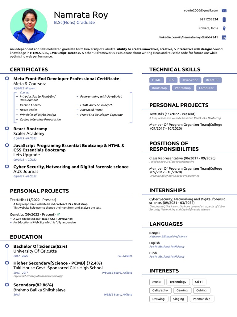 Namrata's Resume Final | PDF | Java Script | Bootstrap (Front End ... Namrata's Resume Final | PDF | Java Script | Bootstrap (Front End ...