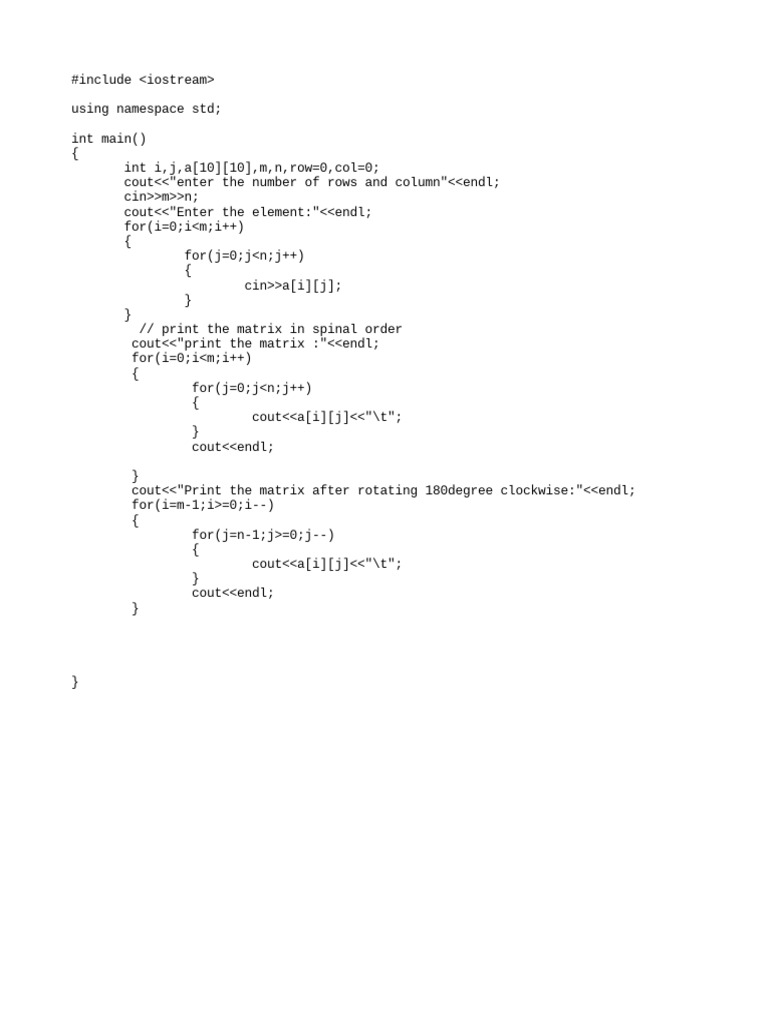 Rotate Matrix by 180degree Clockwise | PDF