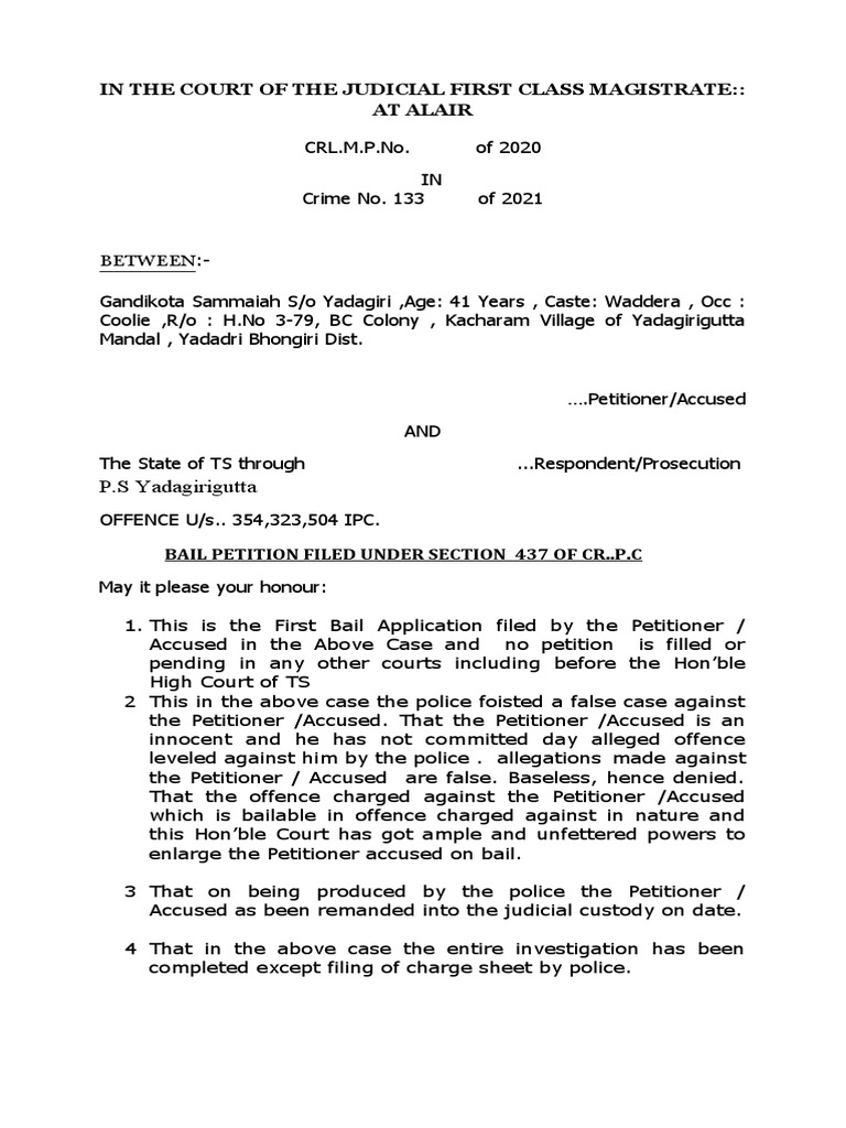 437 Bail Petition | PDF | Bail | Government