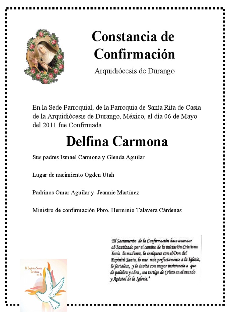 Constancia de Confirmación | PDF