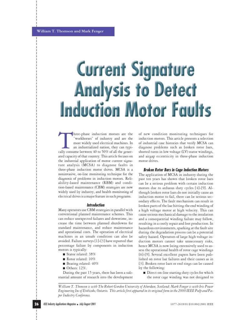 03 - Thomson Et Al - Current Signature Analysis To Detect Induction Motors Faults | PDF ...