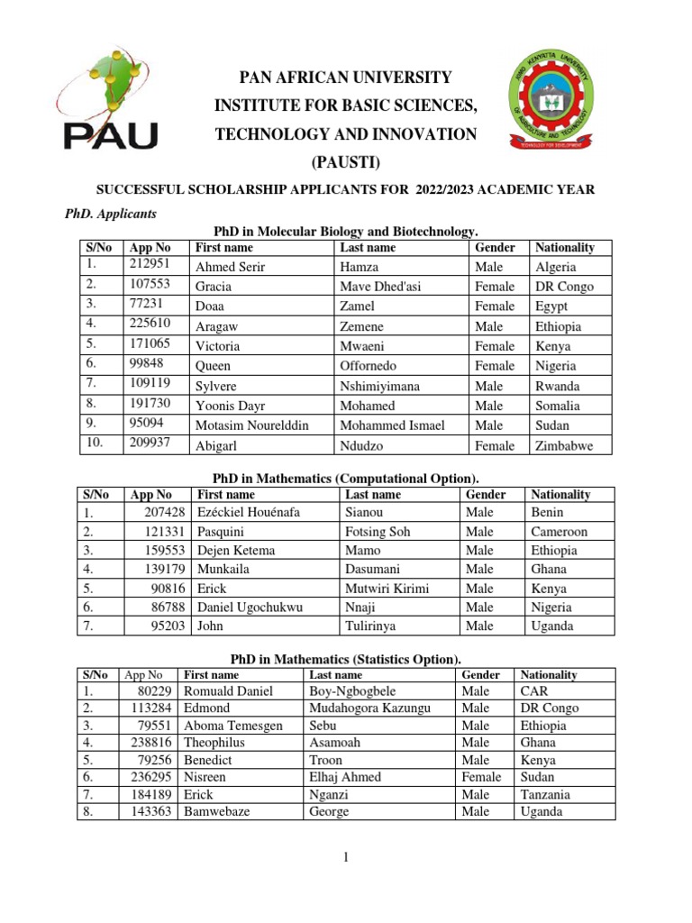 PAUSTI Selection List For The Website 2022-2023 | PDF | Physical Sciences