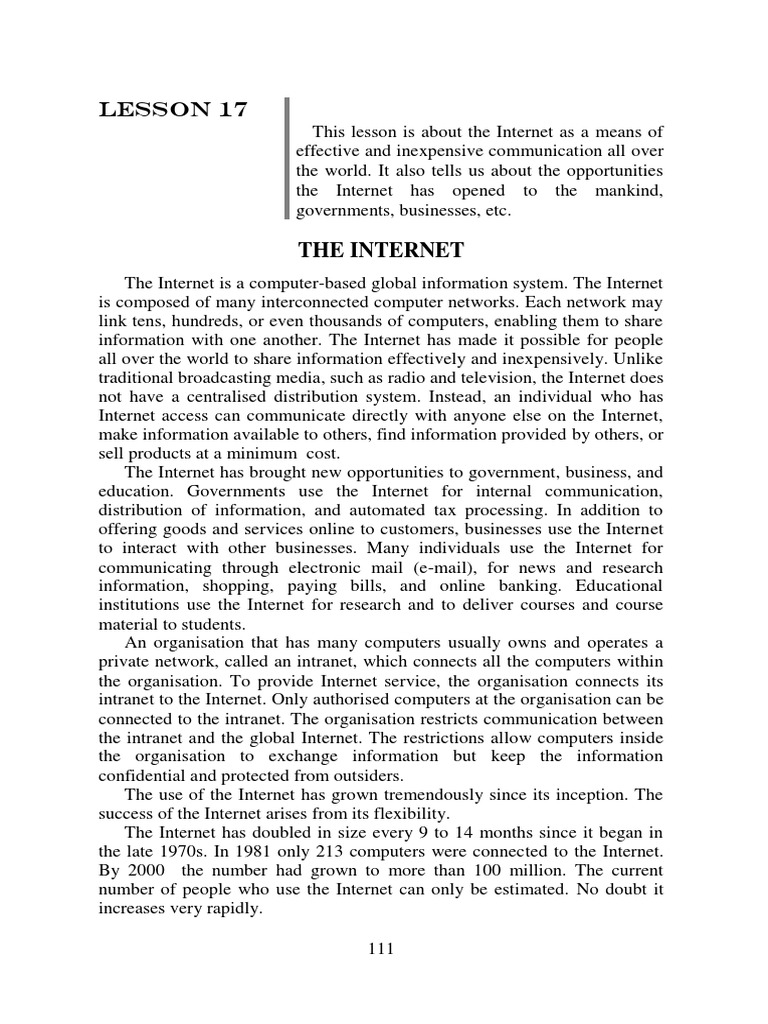 Lesson 17 | PDF | Internet | Computer Network