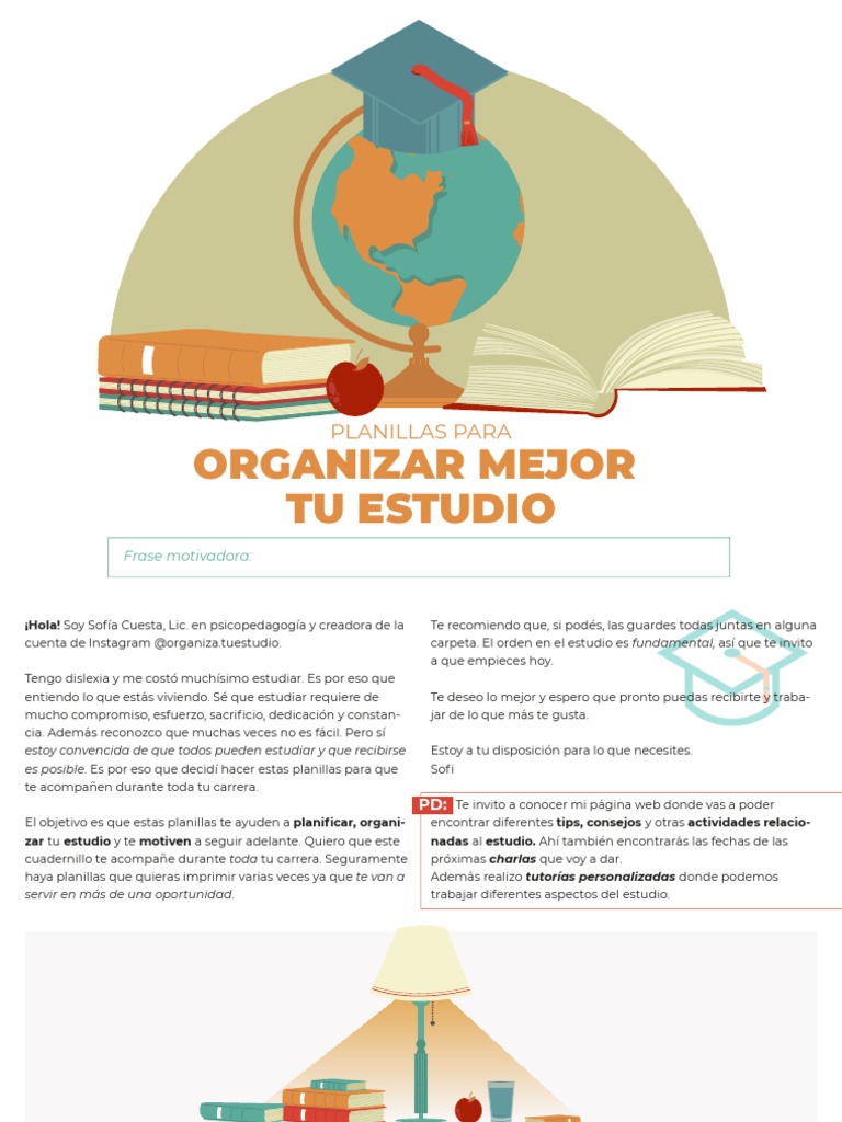 Planillas infaltables para organizar estudio | PDF