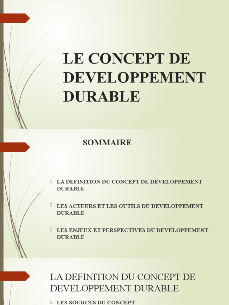 Le Concept de Developpement Durable (Joel Kouame) | PDF | Développement durable | Développement ...