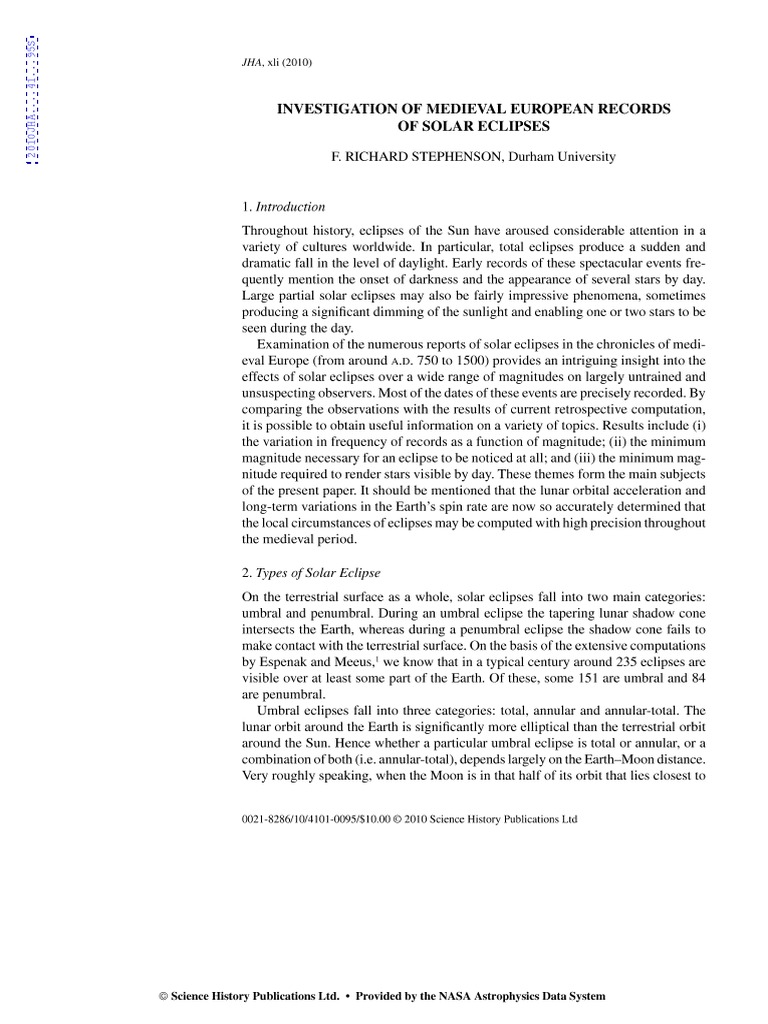 Stephenson - 2010 - Investigation of Medieval European Records of Solar ...