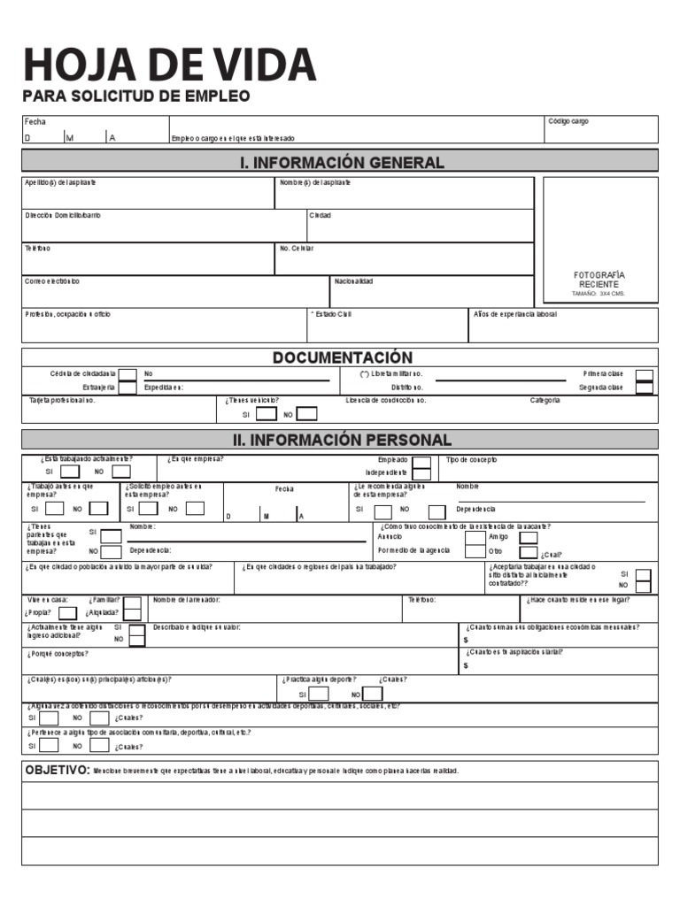 Hoja de Vida para Imprimir | PDF