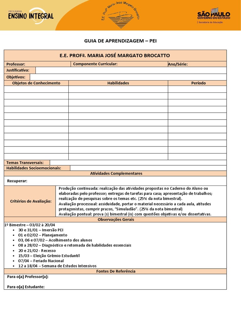Guia de Aprendizagem - Modelo | PDF