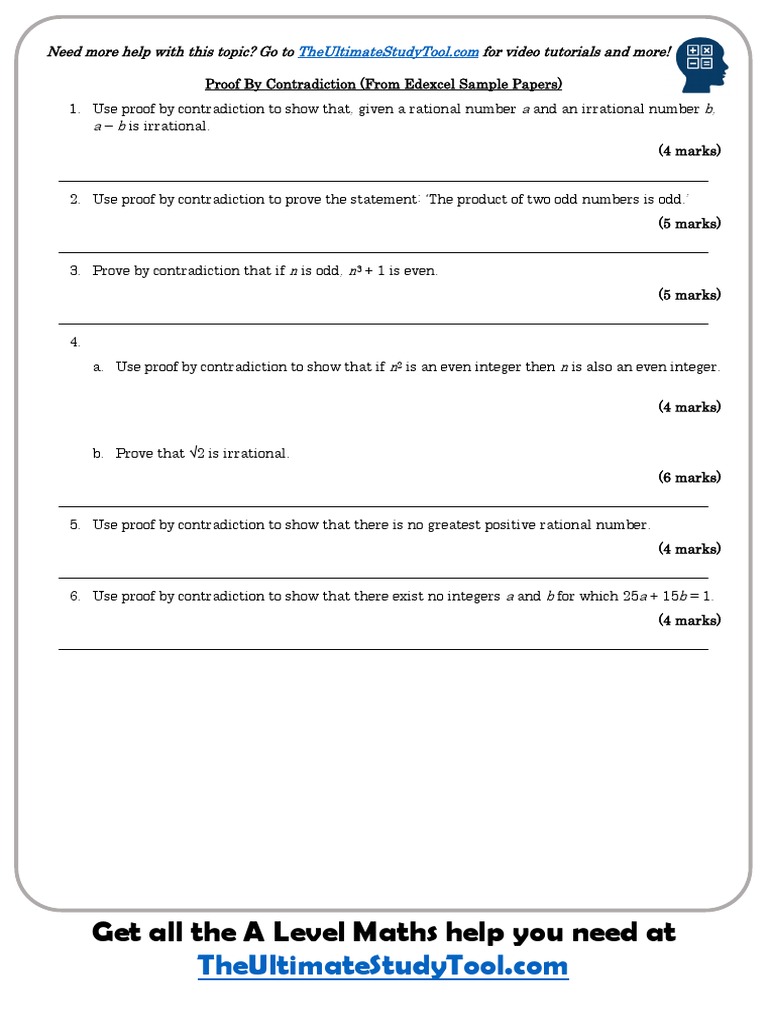 Y2 Pure Proof by Contradiction Exam Questions | PDF