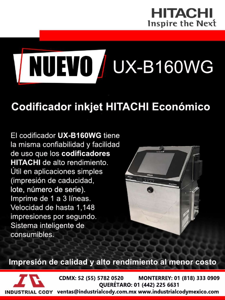 Ficha Técnica Codificador HITACHI UX-B160WG | PDF