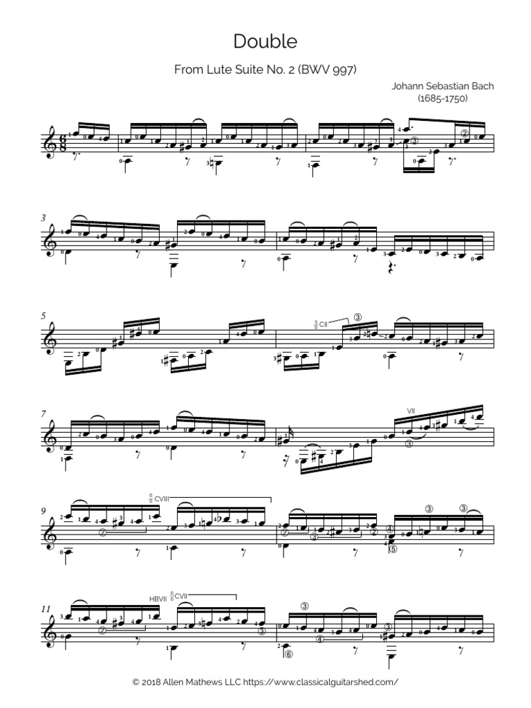 Bach - Double BWV 997 ClassicalGuitarShed | PDF | Jean-Sébastien Bach ...