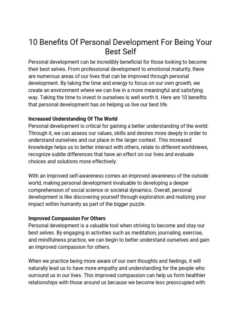 10 Benefits of Personal Development For Being Your Best Self | PDF | Personal Development ...