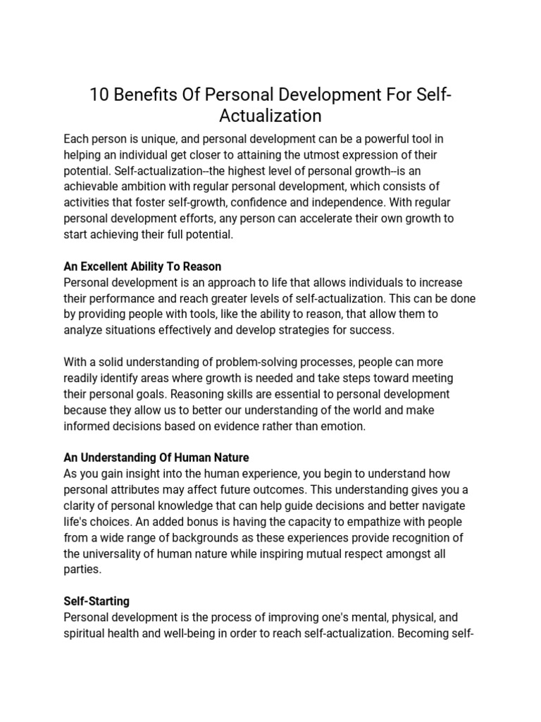 10 Benefits of Personal Development For Self-Actualization | PDF | Self ...