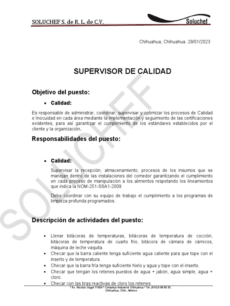Manual del Supervisor de Calidad | PDF | Agua