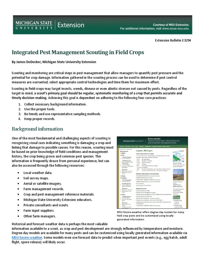 Pest Scouting In Field Crops Pdf Pest Organism Information