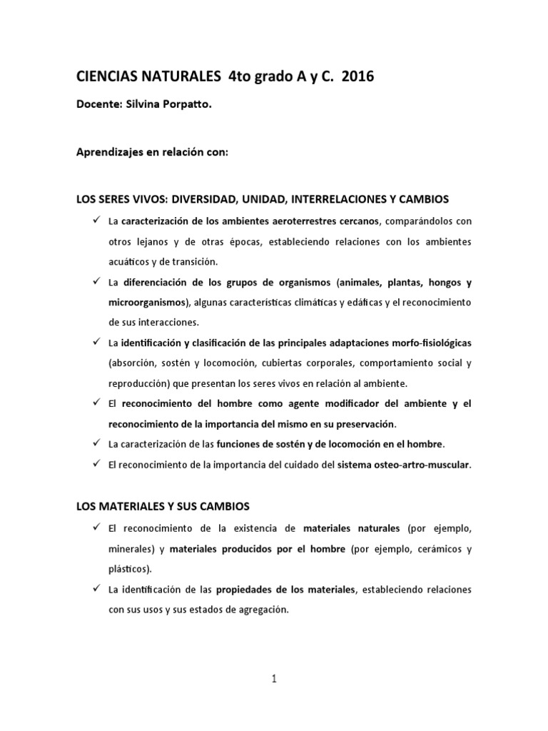 Ciencias 4to grado Aprendizajes seres | PDF