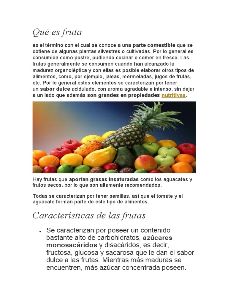 Qué Es Fruta | PDF | Alimentos | Carbohidratos