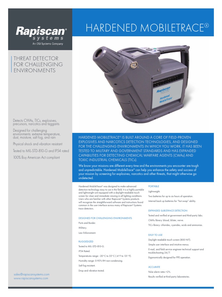 Rapiscan - Hardened MobileTrace | PDF | Chemistry | Physical Sciences