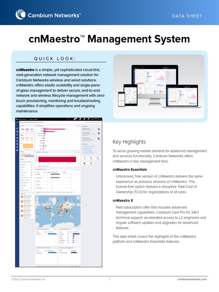 Cambium Networks Data Sheet CnMaestro Essentials-1 | Download Free PDF ...