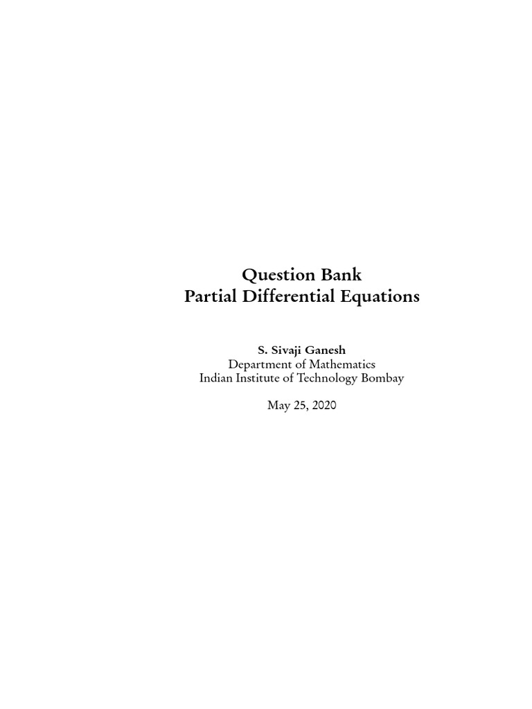 Question Bank Pdes | PDF | Partial Differential Equation | Equations