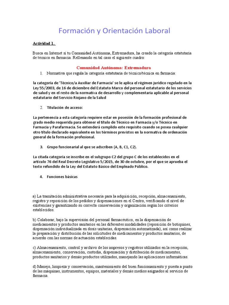 Formación y Orientación Laboral | PDF | Farmacia | Farmacéutico