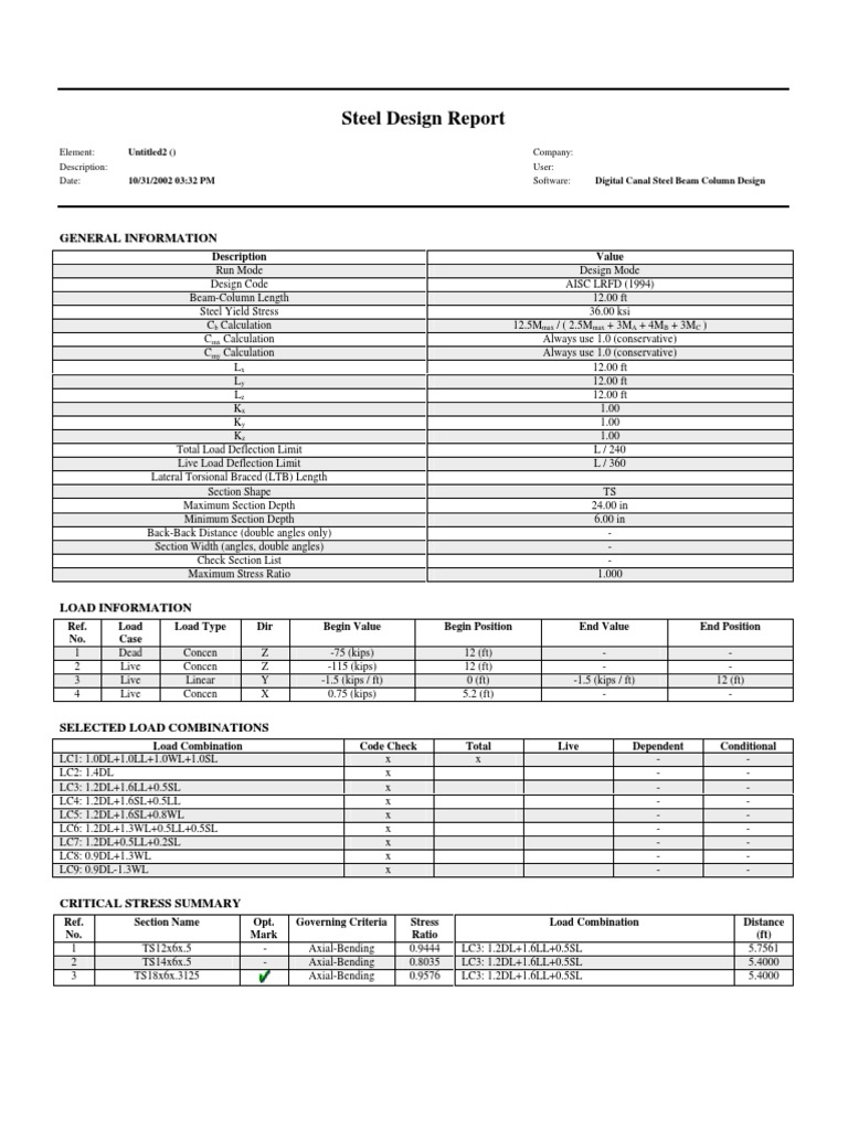 STEEL DESIGN - Column Summary Design | PDF | Buckling | Classical Mechanics