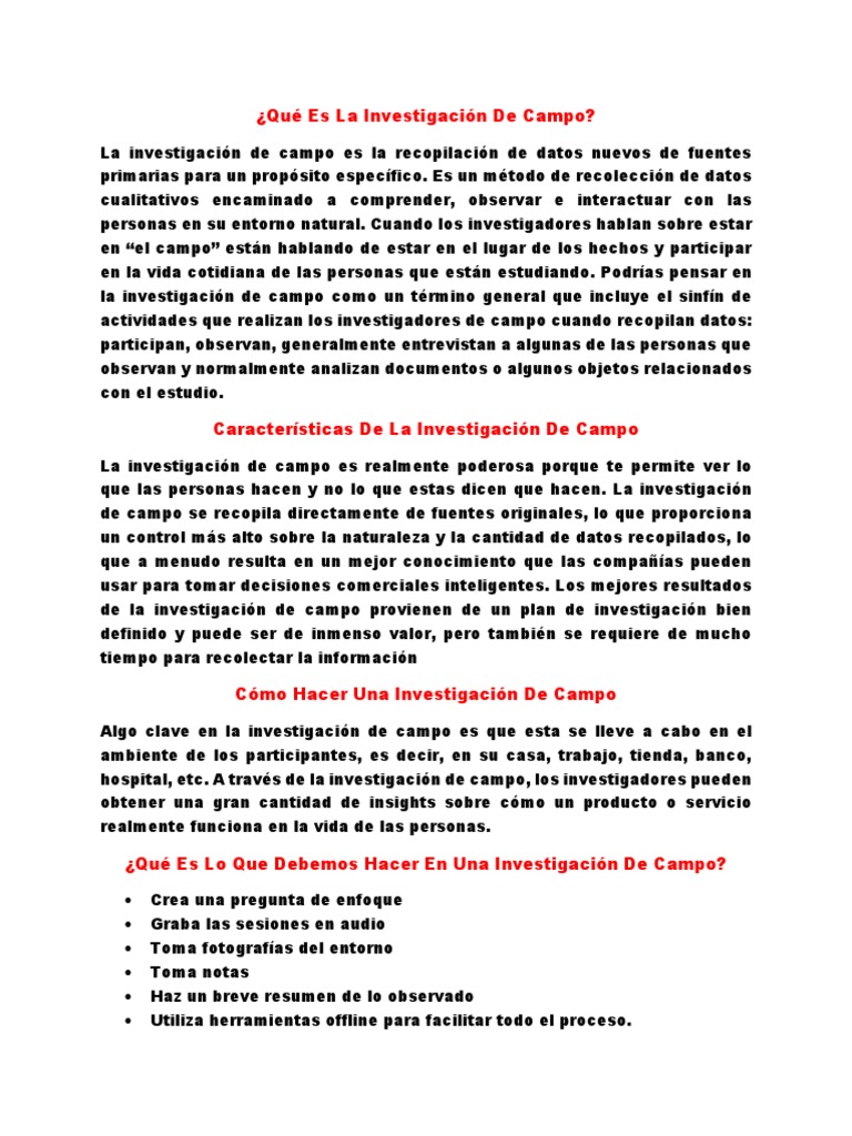 Investigación de Campo | PDF