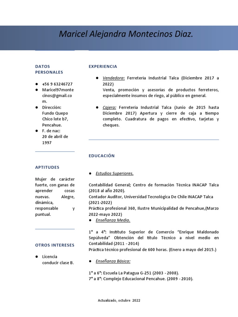 Curriculum Maricel | PDF