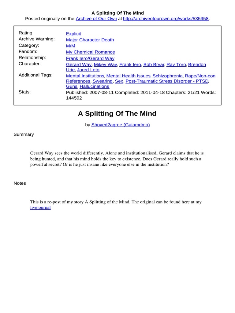 A Splitting of The Mind | PDF | Clozapine | Feeling