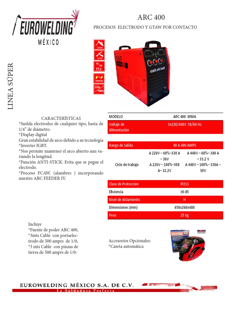 Datos Tecnicos Arc400 Multiprocesos1 | PDF