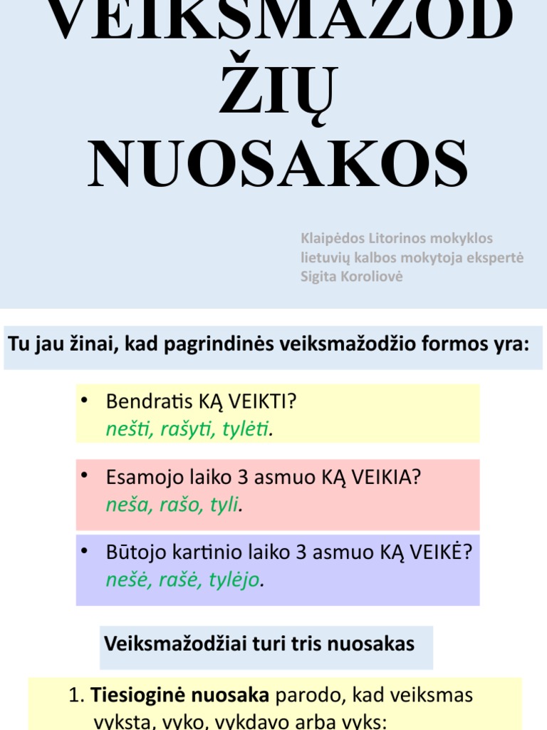 Veiksmac5beodc5beic5b3 Nuosakos | PDF