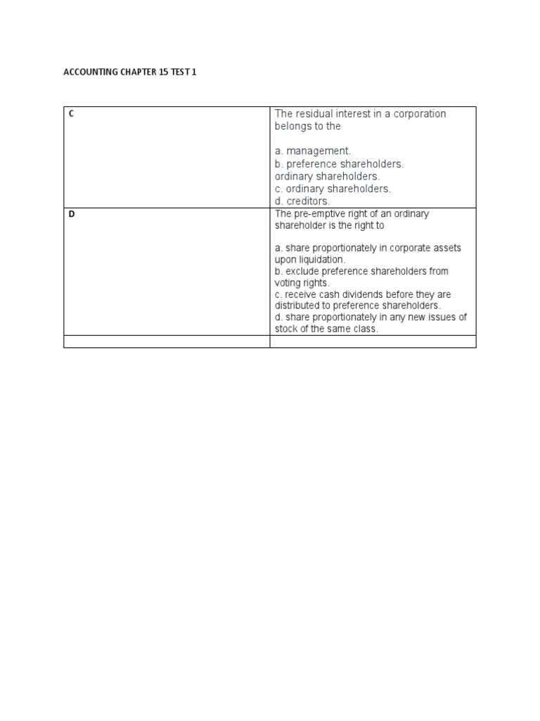 Accounting Chapter 15 Test 1 | PDF