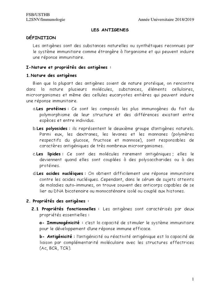 Antigènes : Types et Propriétés | PDF | Antigène | Épitope