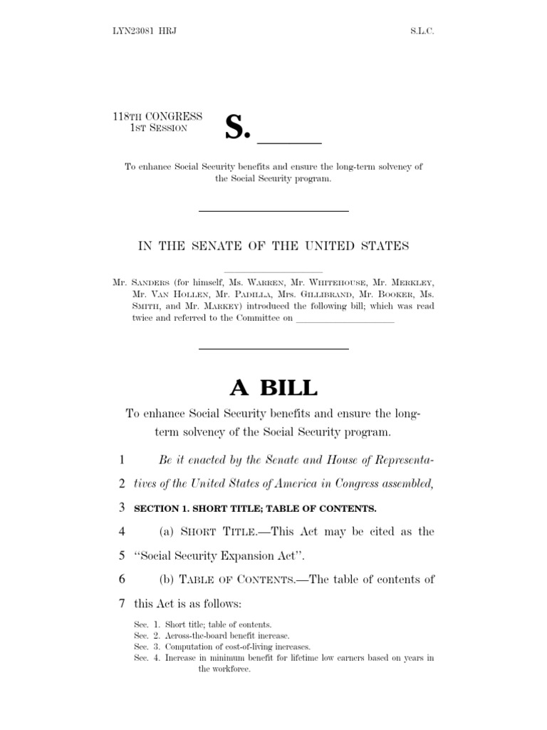Social Security Expansion Act Overview | PDF | Cost Of Living | Social ...