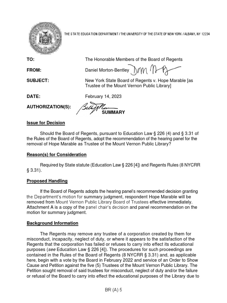 Removal of Hope Marable as Trustee | PDF | Summary Judgment | Board Of ...