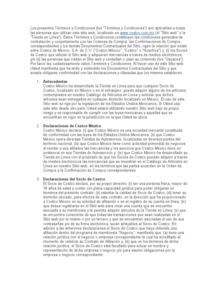 Términos y Condiciones | PDF | Las compras en línea | Red mundial