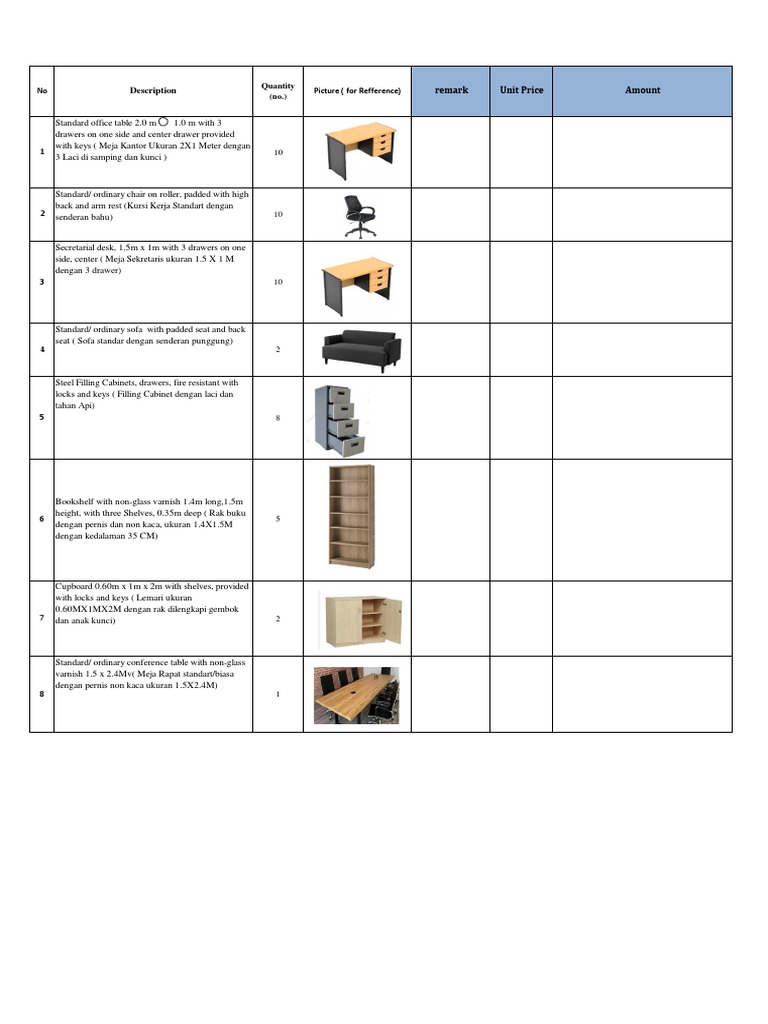 Contoh RAB Furniture | PDF