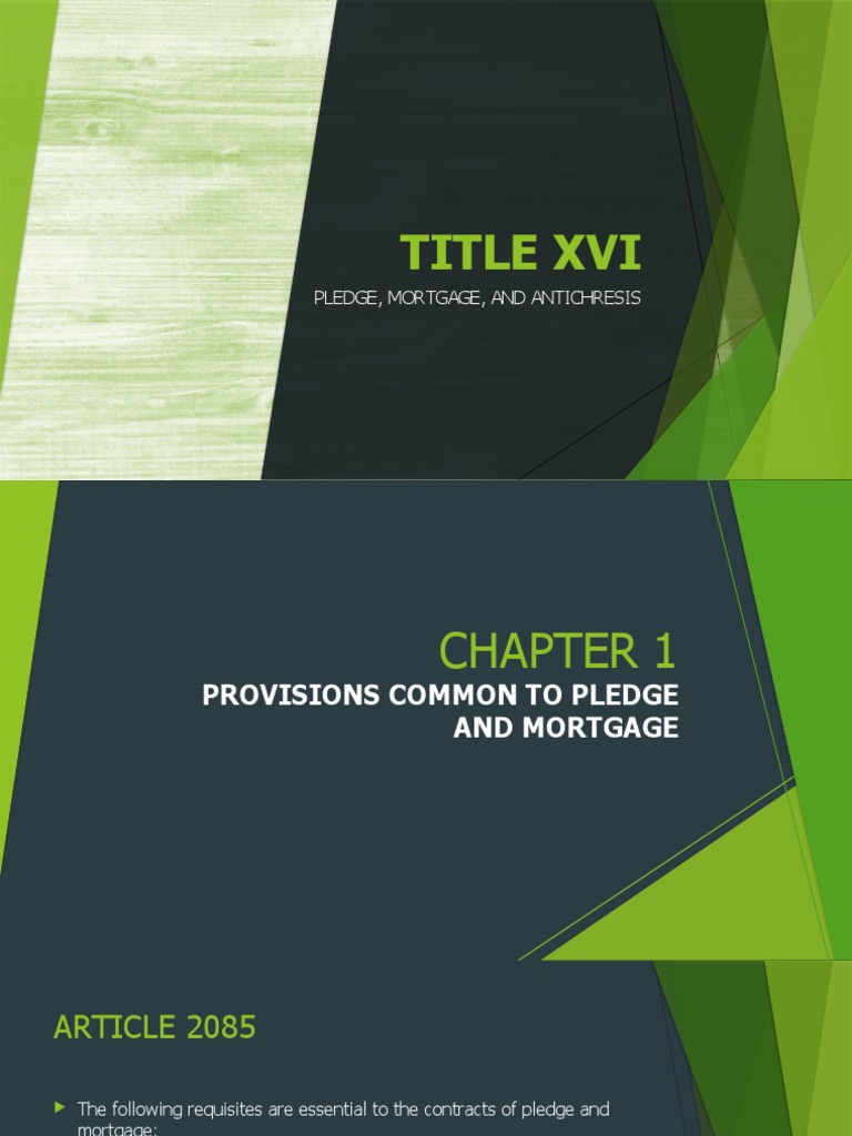 Pledge vs. Mortgage: Key Differences | PDF | Mortgage Law | Foreclosure
