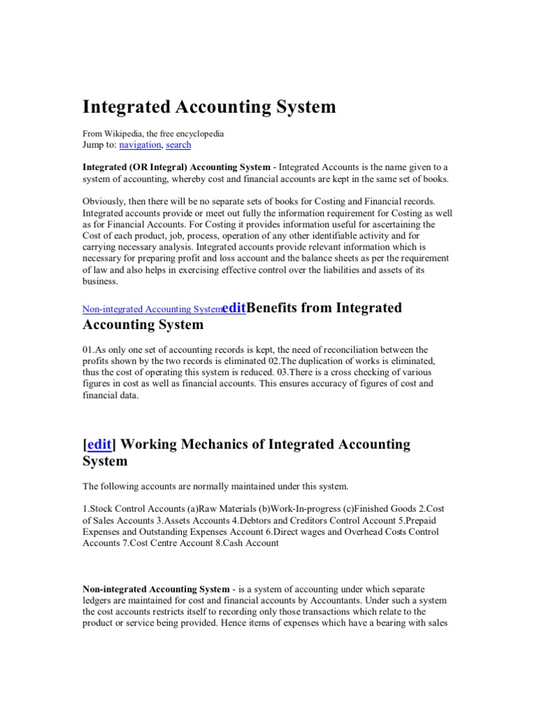Integrated Accounting System | PDF